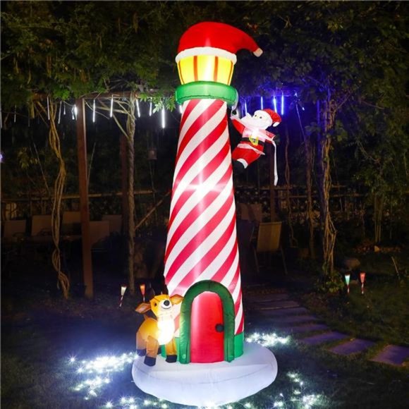 Holiday | 98ft Christmas Inflatable Decor Blow Up Lighthouse With Santa ...